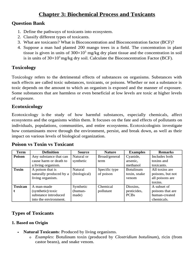 Environmental Biochemistry Chapter 3 | PDF | Poison | Chemistry