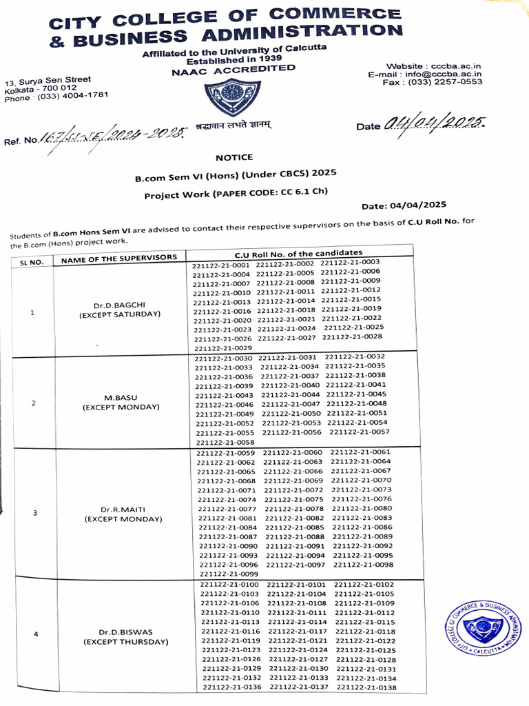 9545 - 040425113440 - Sem VI Project 2025 Revised Notice | PDF
