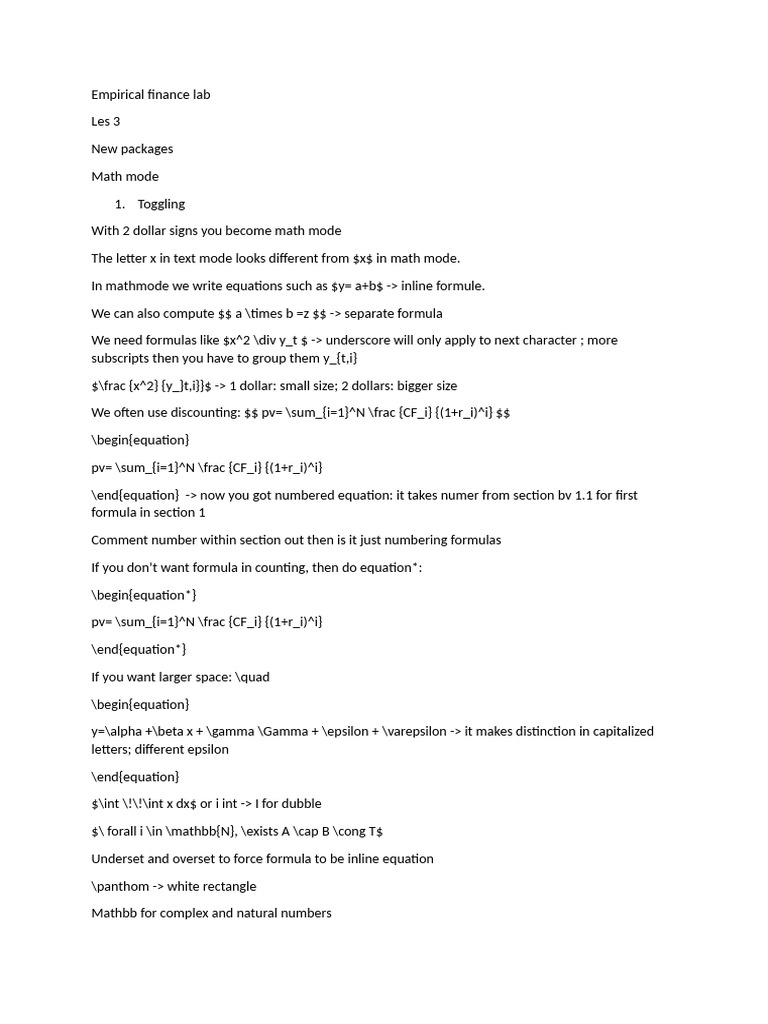 Empirical Finance Lab Lecture 3 | PDF