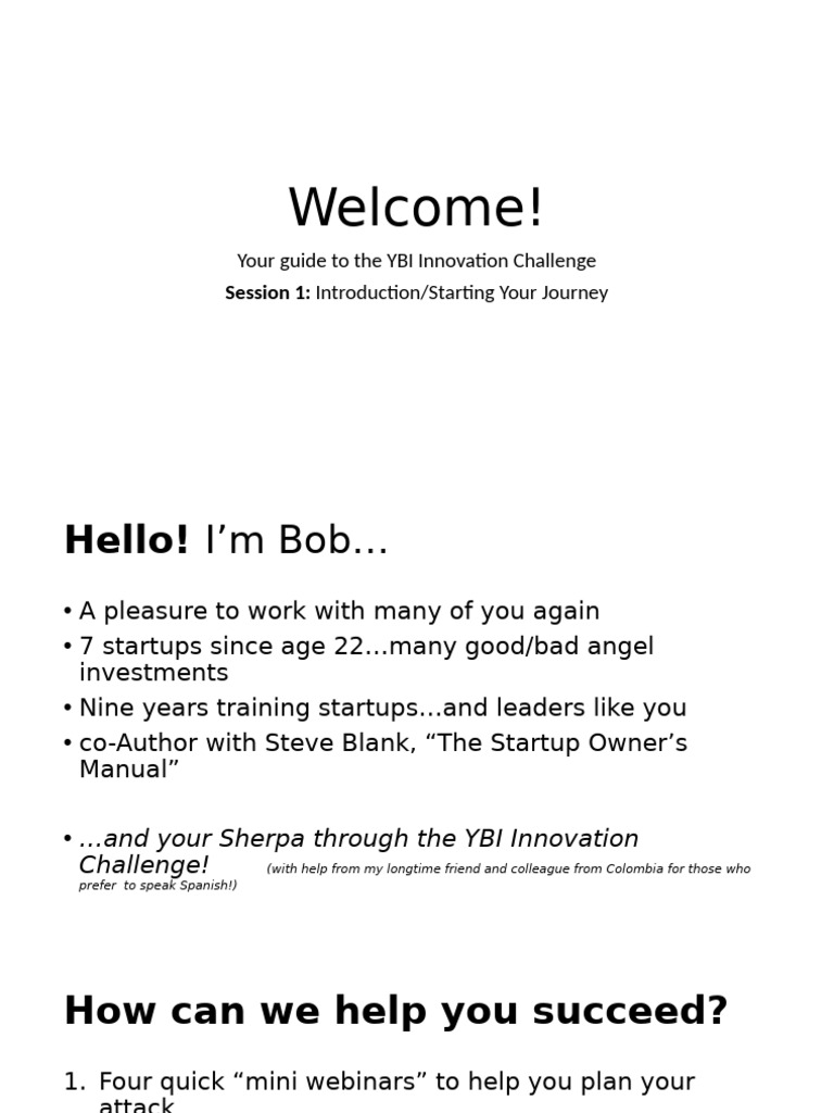 YBI Innovation Challenge Guide: Session 1 | PDF | Lean Startup ...