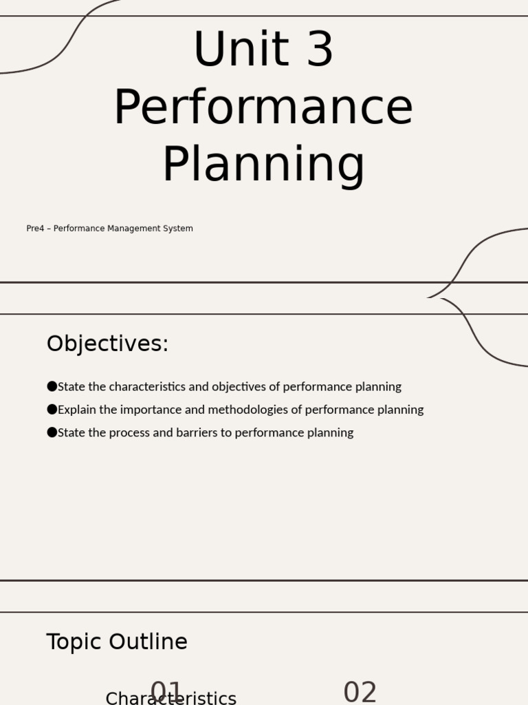 Unit 3 Performance Planning PRE4 | PDF | Goal | Performance Indicator