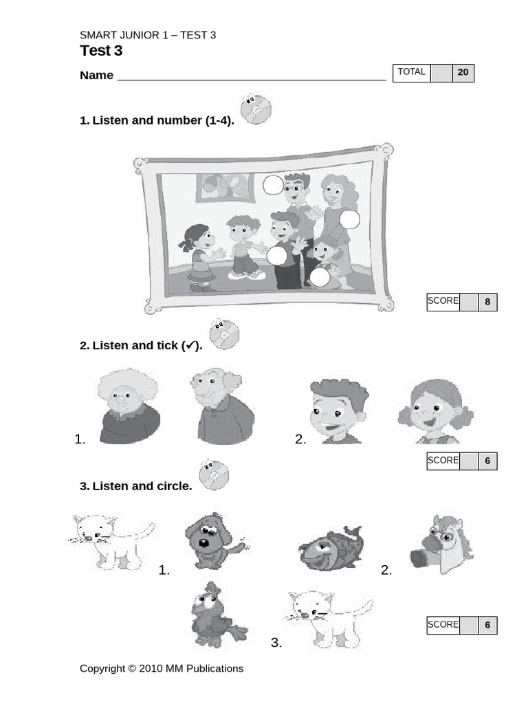Test 3 - Smart Junior 1 | PDF
