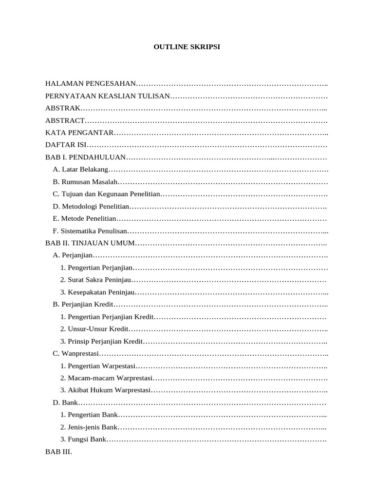 Outline Skripsi | PDF