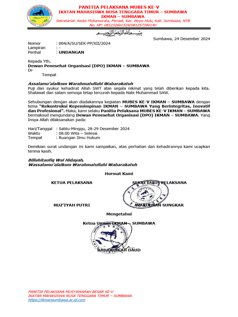 Surat Undangan Dpo Ikman | PDF