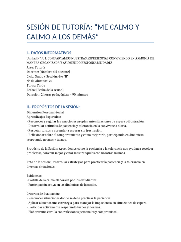 Sesion Me Calmo y Calmo A Los Demas | PDF | Tolerancia | Cognición