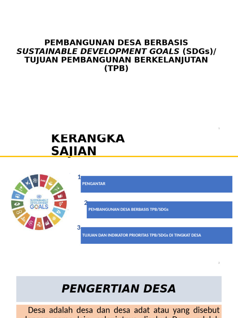 Pembangunan Desa Berdasarkan SDGs | PDF