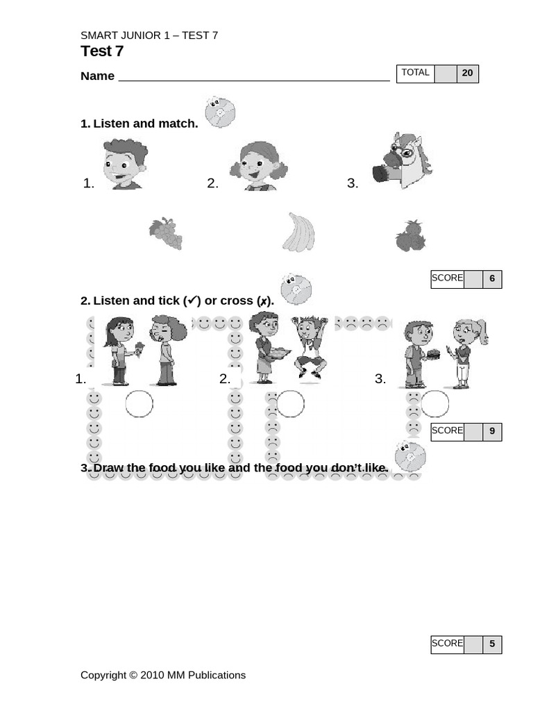 Test 7 - Smart Junior 1 | PDF