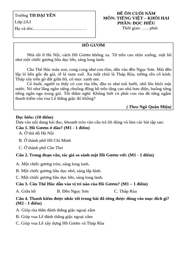 2a3 - de Doc Hieu Hkii | PDF