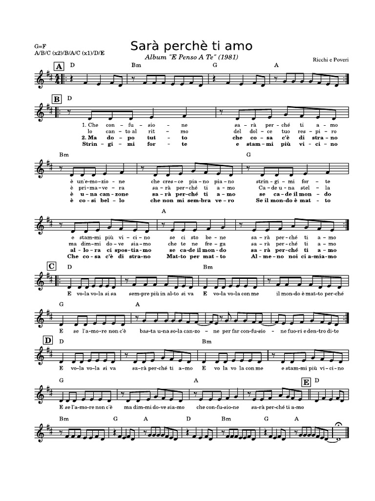 Comp Sara Perche Ti Amo | PDF