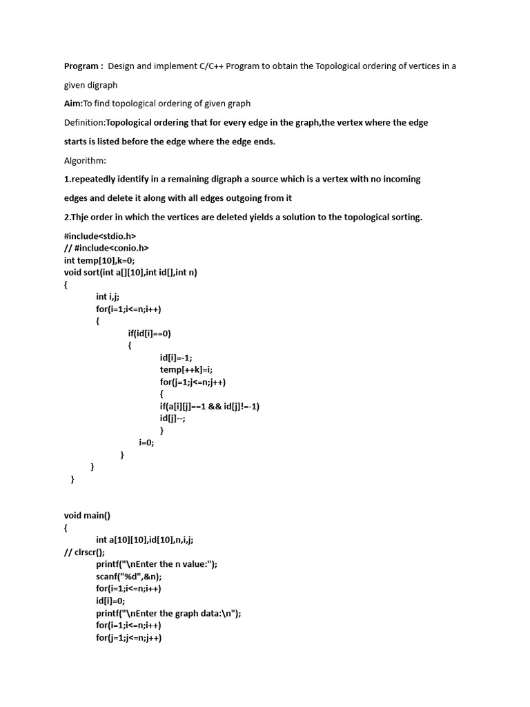 ADA Programs | PDF | Vertex (Graph Theory) | Algorithms