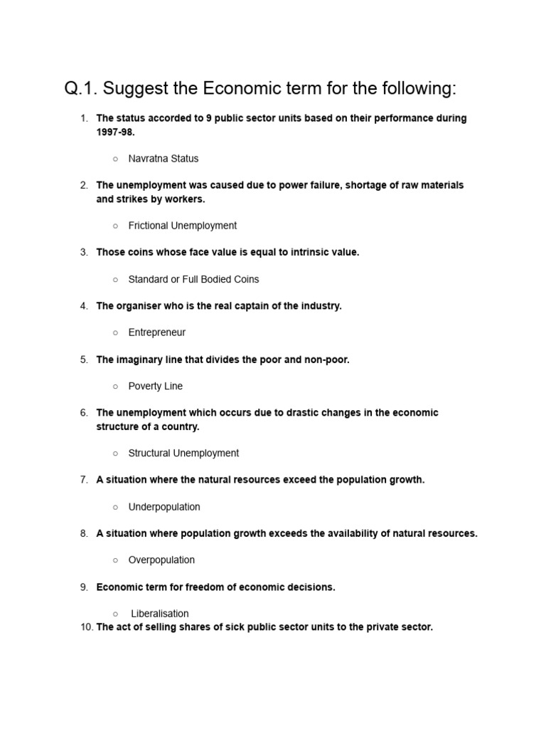 Key Economic Terms and Concepts Explained | PDF | Unemployment | Value ...