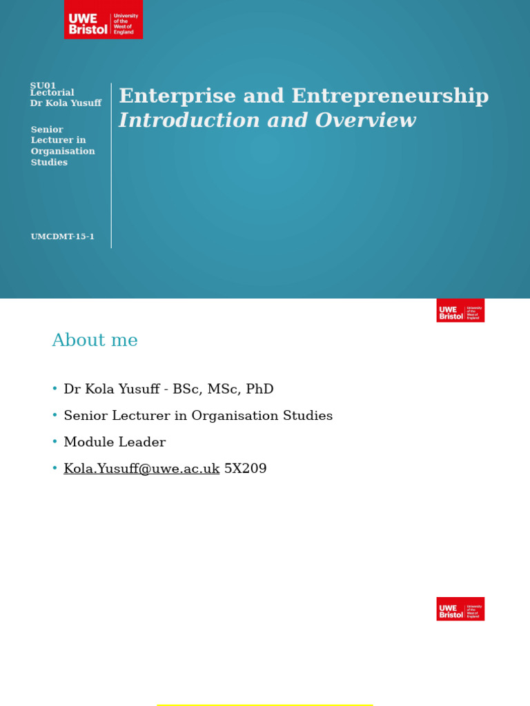 Understanding Enterprise and Entrepreneurship | PDF | Entrepreneurship ...