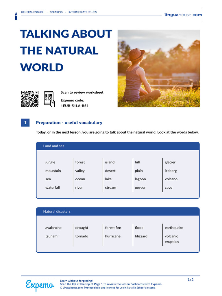Talking About The Natural World British English Teacher B1 B2 | PDF ...