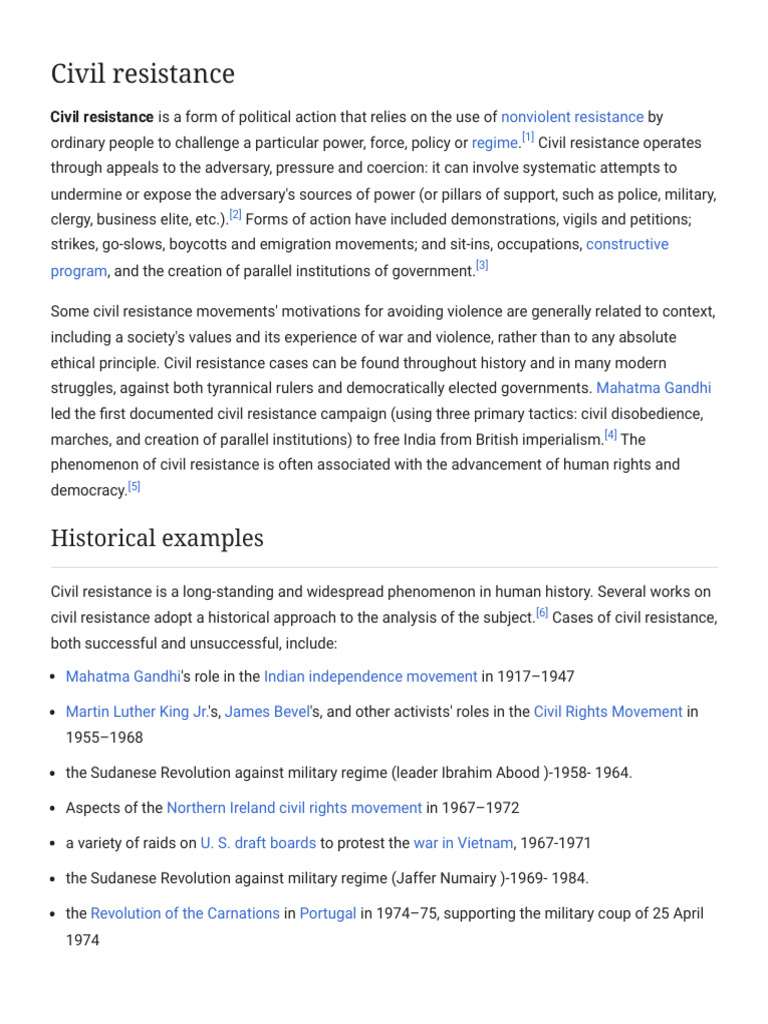 Historical Overview of Civil Resistance | PDF | Political Science ...