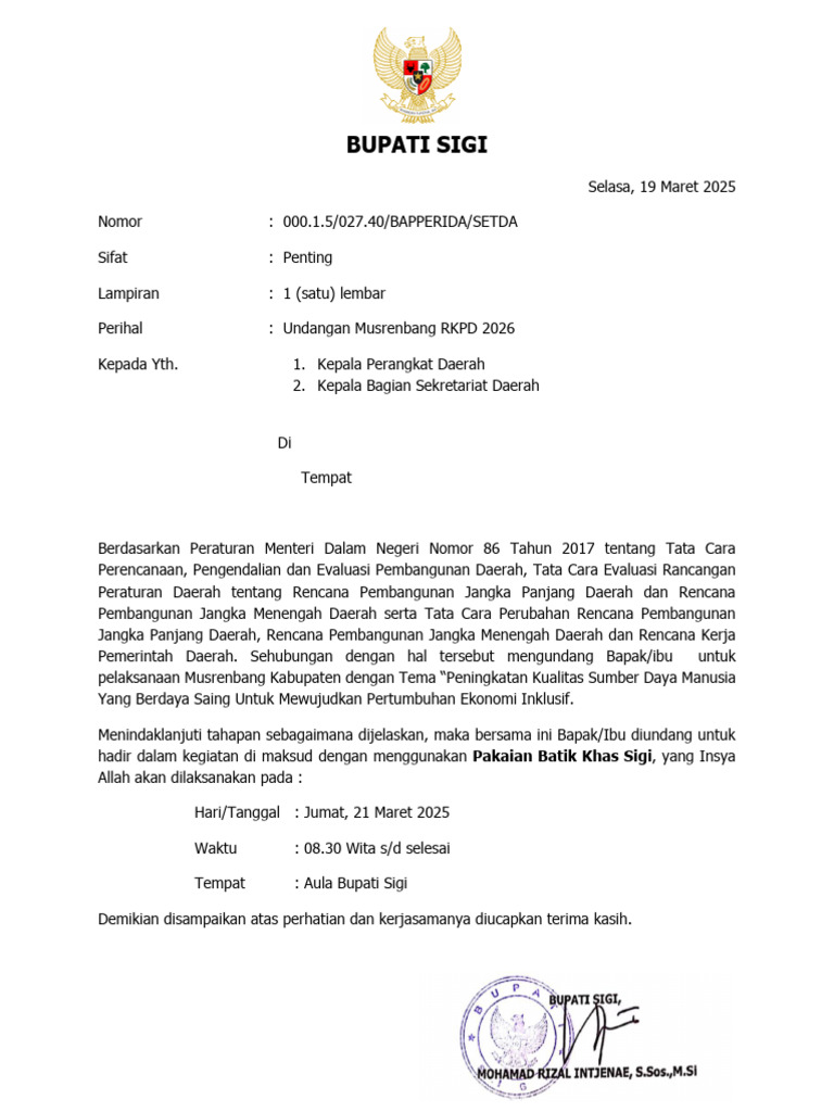 UNDANGAN MUSREN PD | PDF