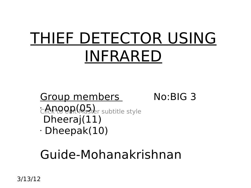 Infrared Thief Detection System | PDF