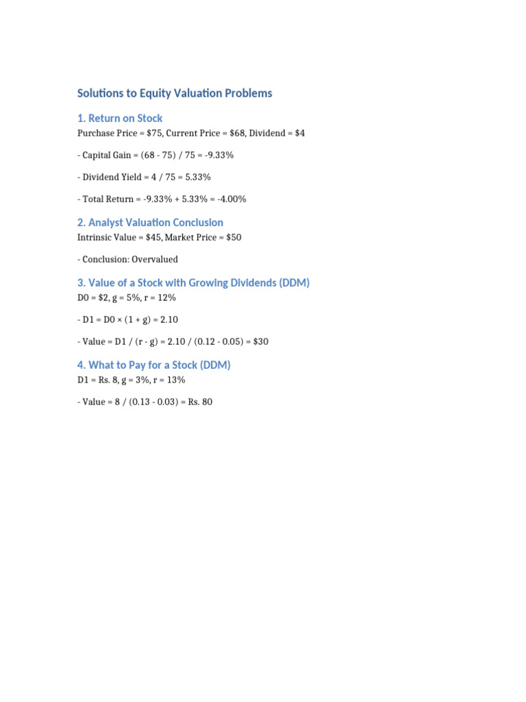 Equity Valuation Techniques Explained | PDF