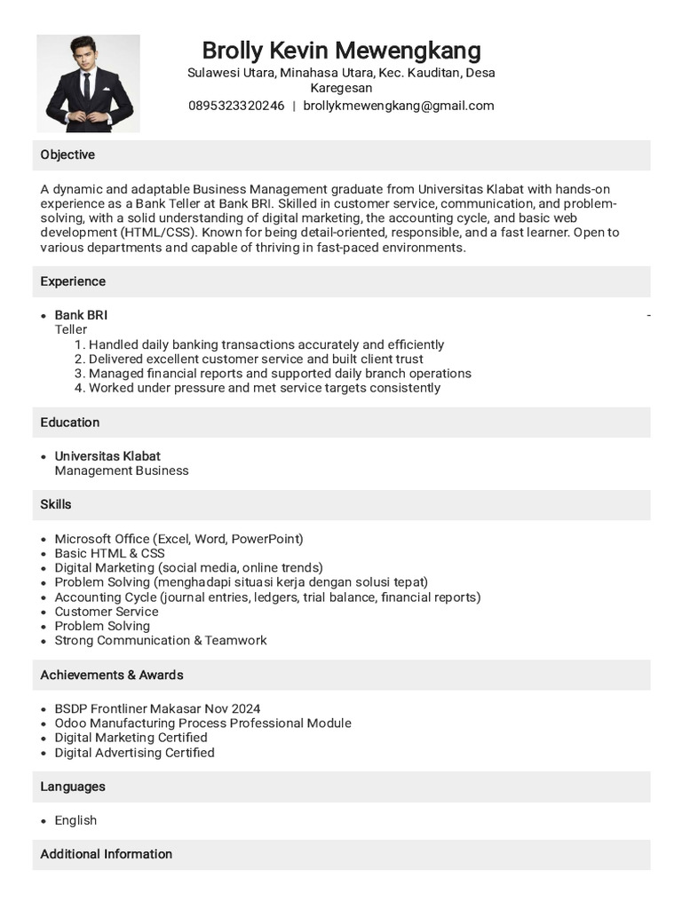 Brolly Kevin Mewengkang: Sulawesi Utara, Minahasa Utara, Kec. Kauditan ...