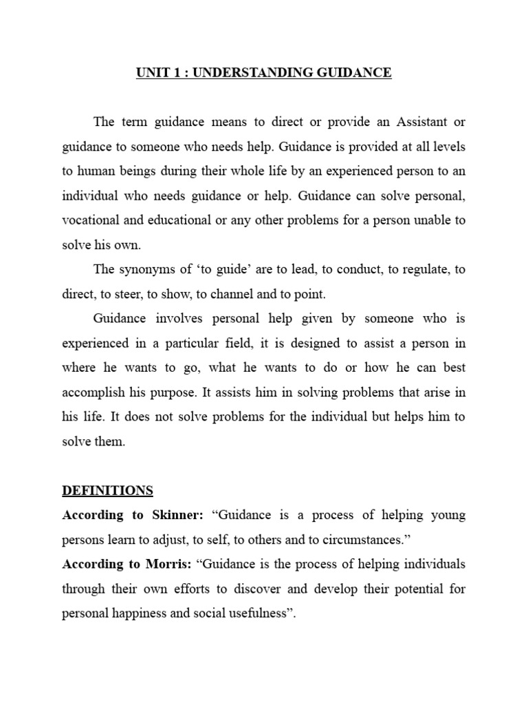 Understanding Guidance: Key Concepts | PDF | Mental Health | Learning