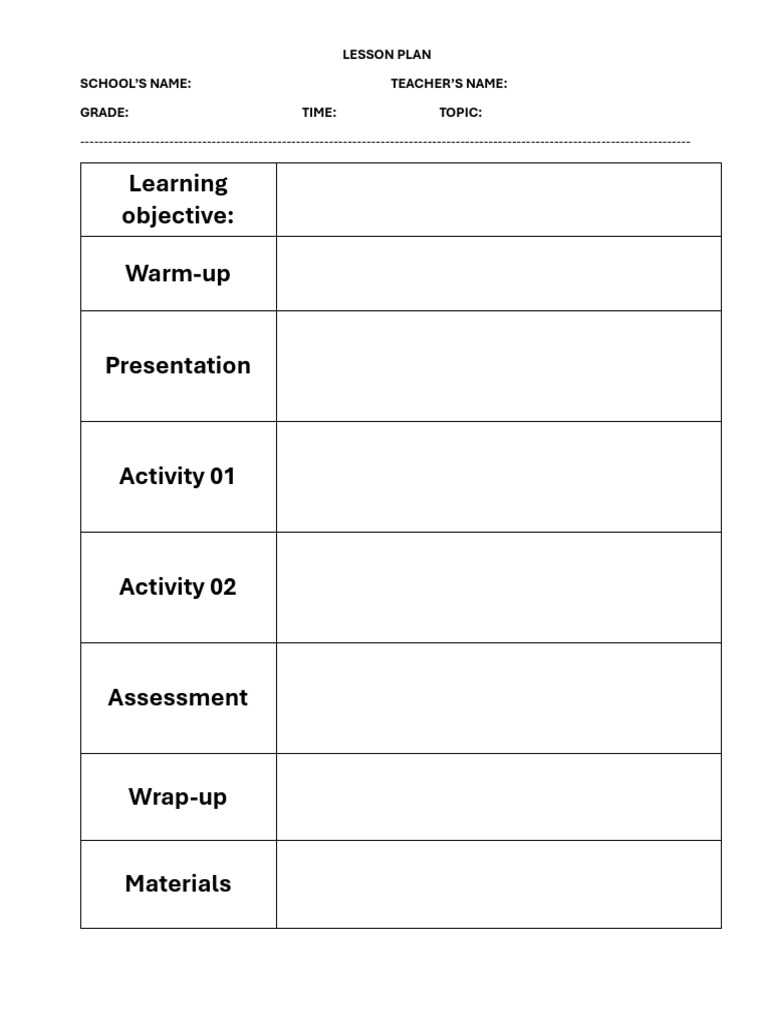 Lesson Plan Sample | PDF