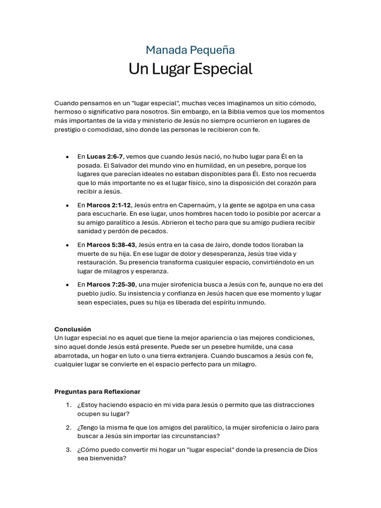 Manada Pequeña - Un Lugar Especial | PDF