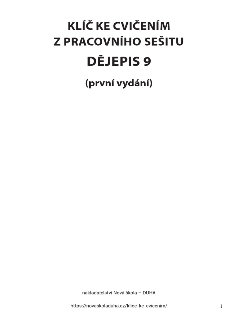 99 41 Dejepis 9 Klic Ke Cvicenim Z Pracovniho Sesitu | PDF