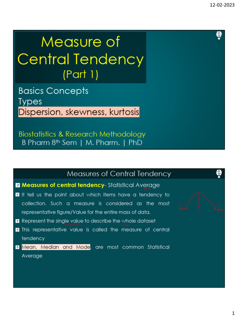 Central Tendency and Dispersion Explained | PDF | Standard Deviation ...