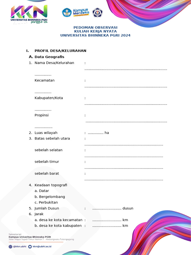 KKN - Pedoman Observasi KKN 2024 | PDF