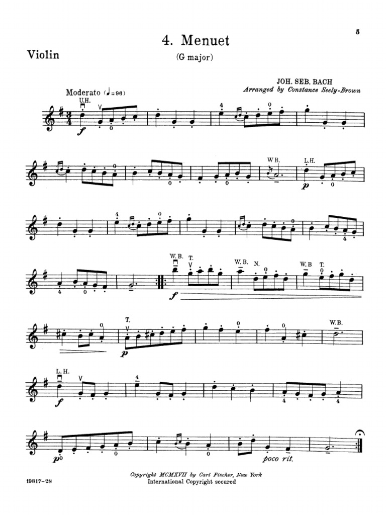 Bach Menuet in g Major Violin[2515] | PDF