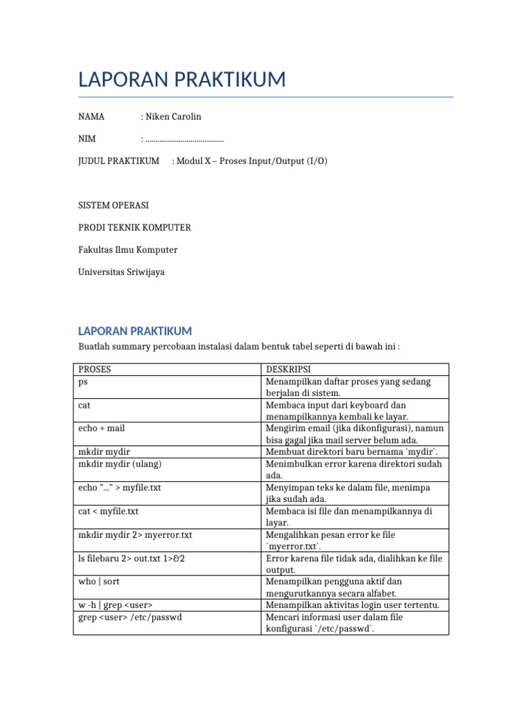 Laporan Praktek Modul X Niken Carolin | PDF