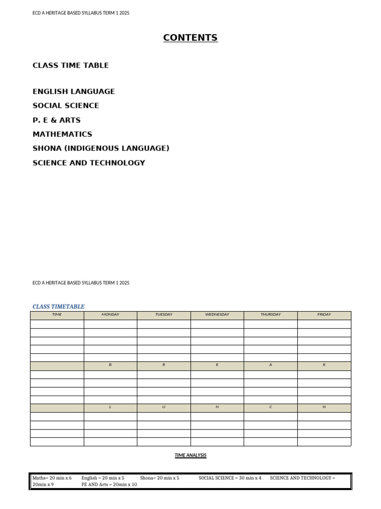 ECD A Term 1 Scheme of Work | PDF | Knowledge | Thought