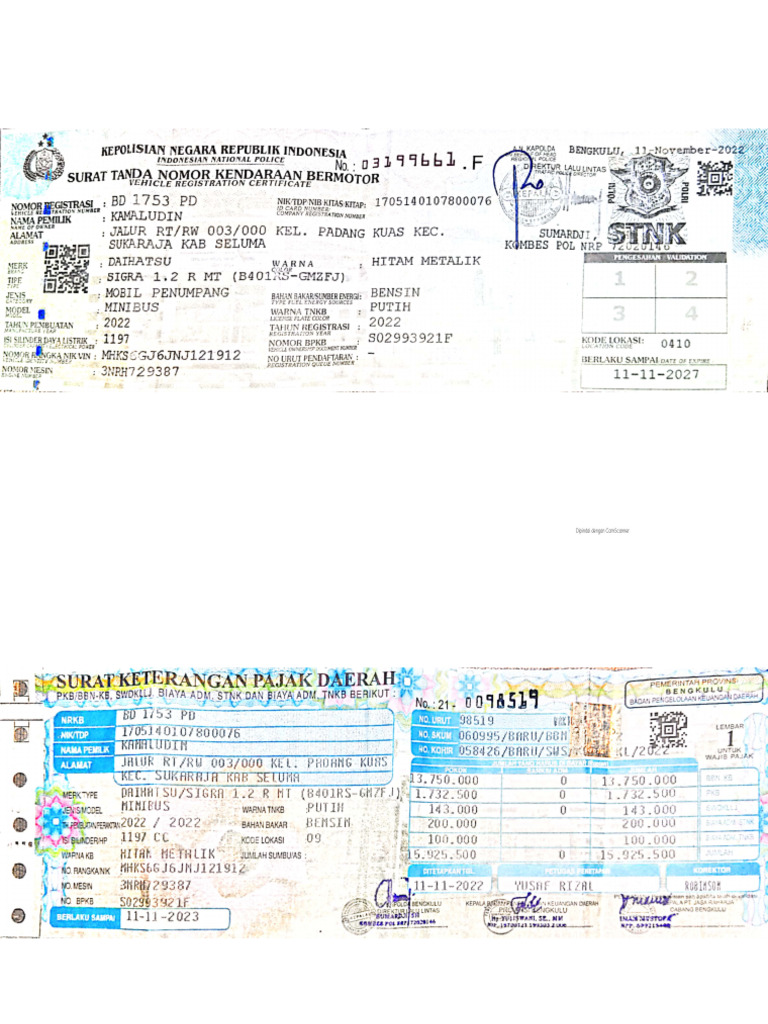 STNK Sigra Tio | PDF