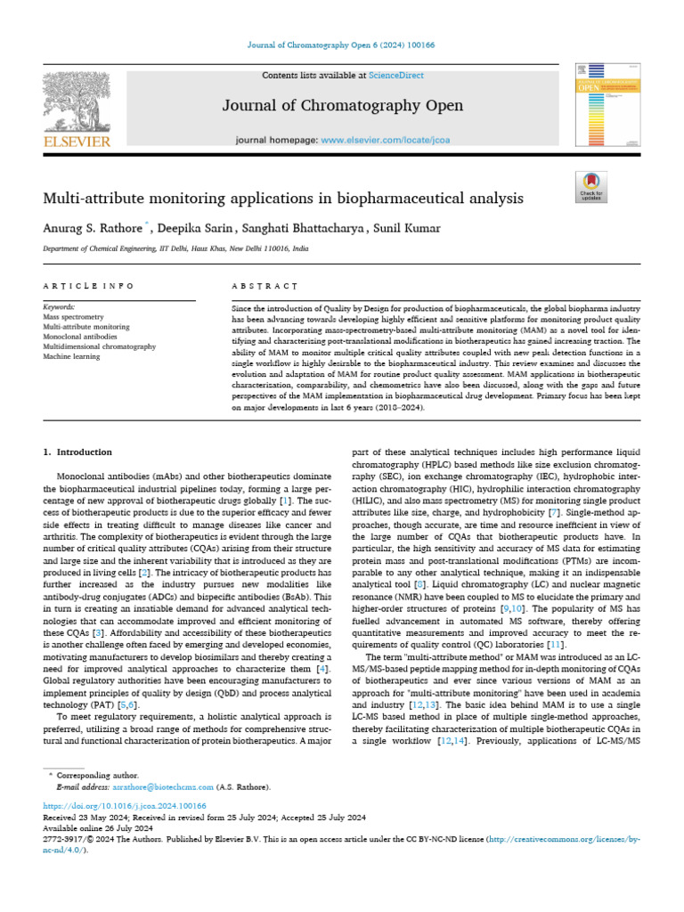 Multi-Attribute Monitoring Applications in Biopharmaceutical Analysis | PDF | Liquid ...