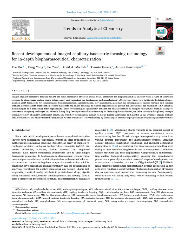 imaged capillary isoelectric focusing technology | PDF | Chromatography ...