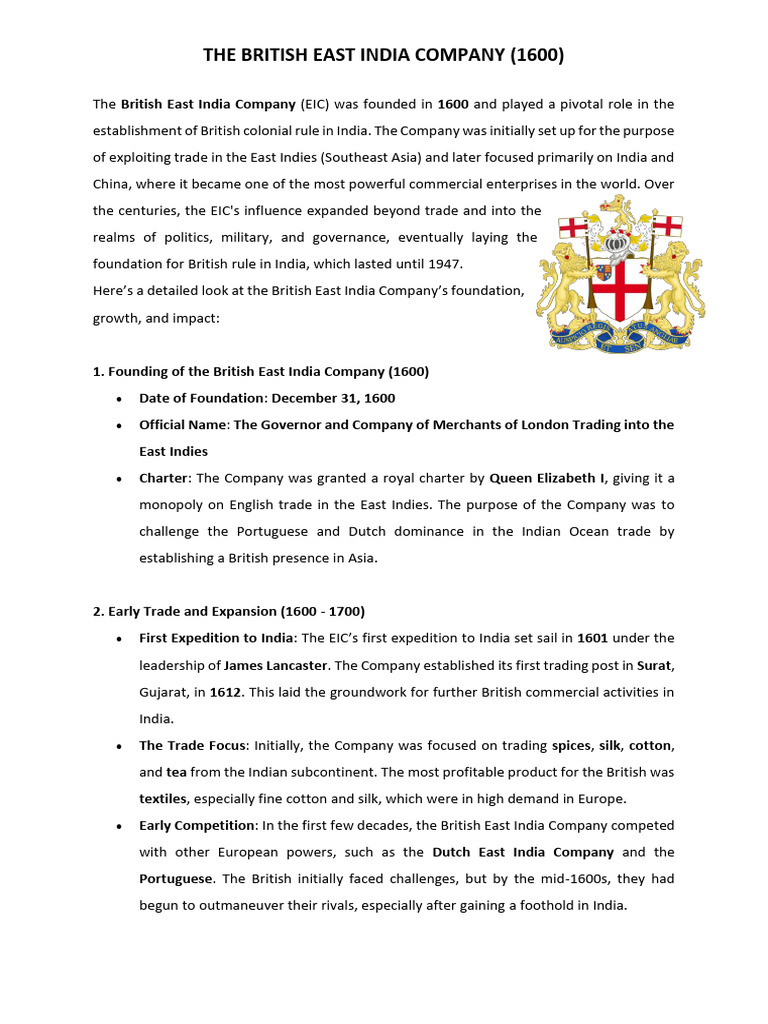 History of the British East India Company | PDF | East India Company ...