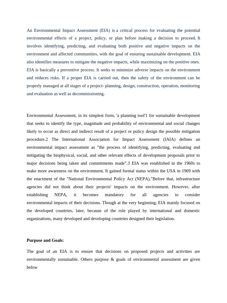 An Environmental Impact Assessment | PDF | Environmental Impact ...