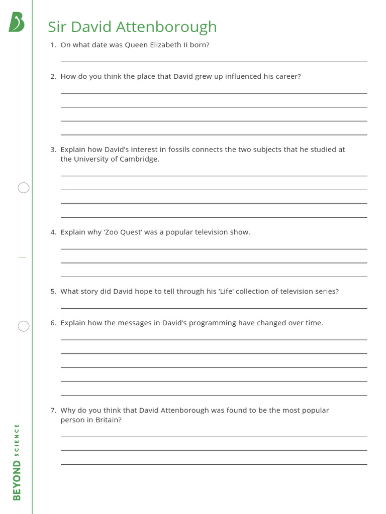 David Attenborough Comprehension Questions | PDF