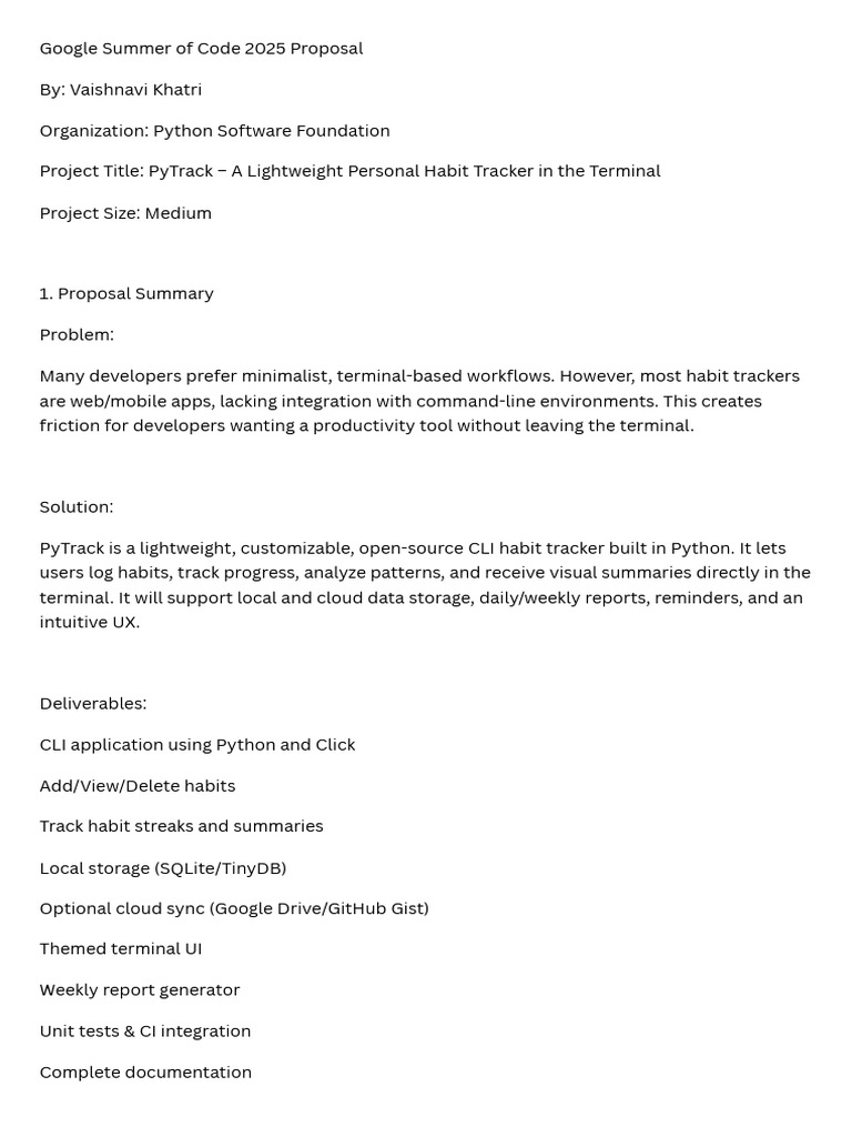 PyTrack – A Lightweight Personal Habit Tracker in the Terminal | PDF | Command Line Interface ...