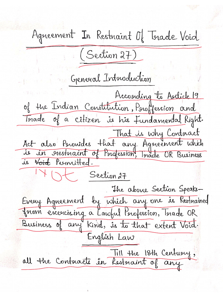 Agreement in Restraint of Trade | PDF