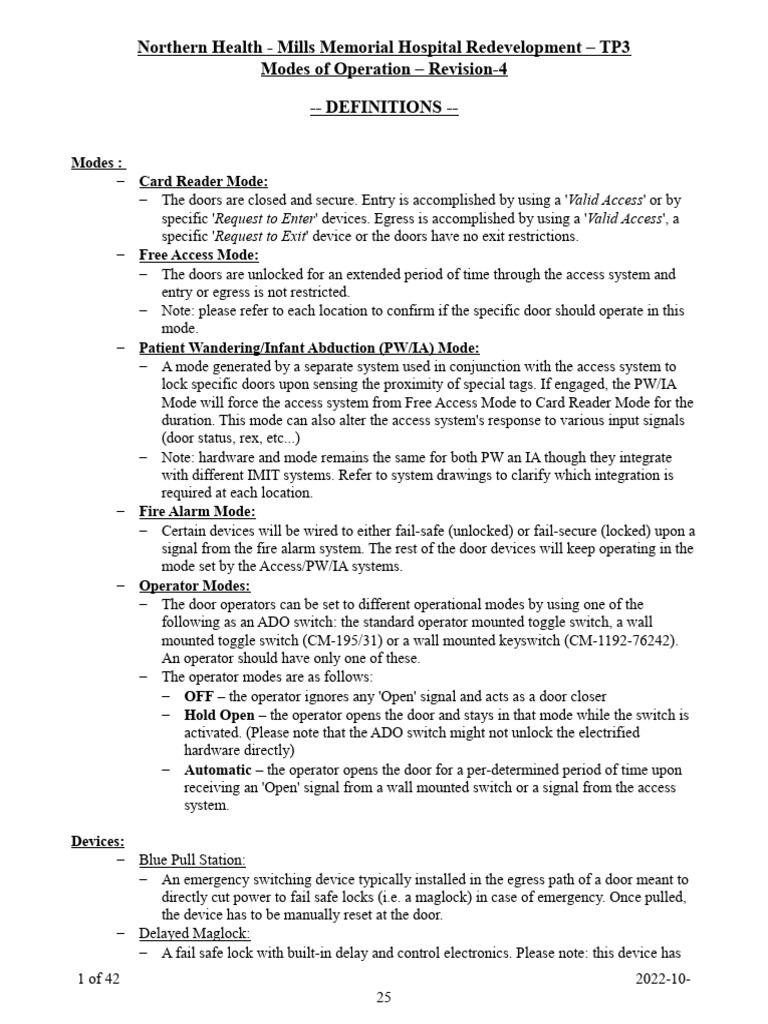 Hospital Access Control Modes Guide | PDF