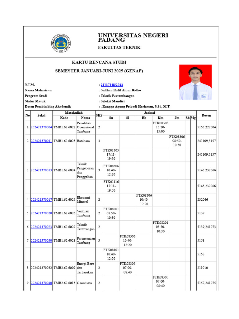 Cetak Kartu Rencana Studi | PDF