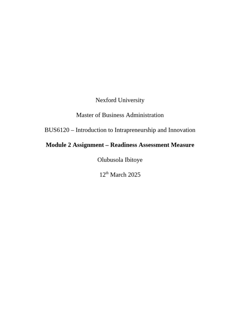 BUS6120 Module 2 Assignment | PDF | Innovation | Change Management