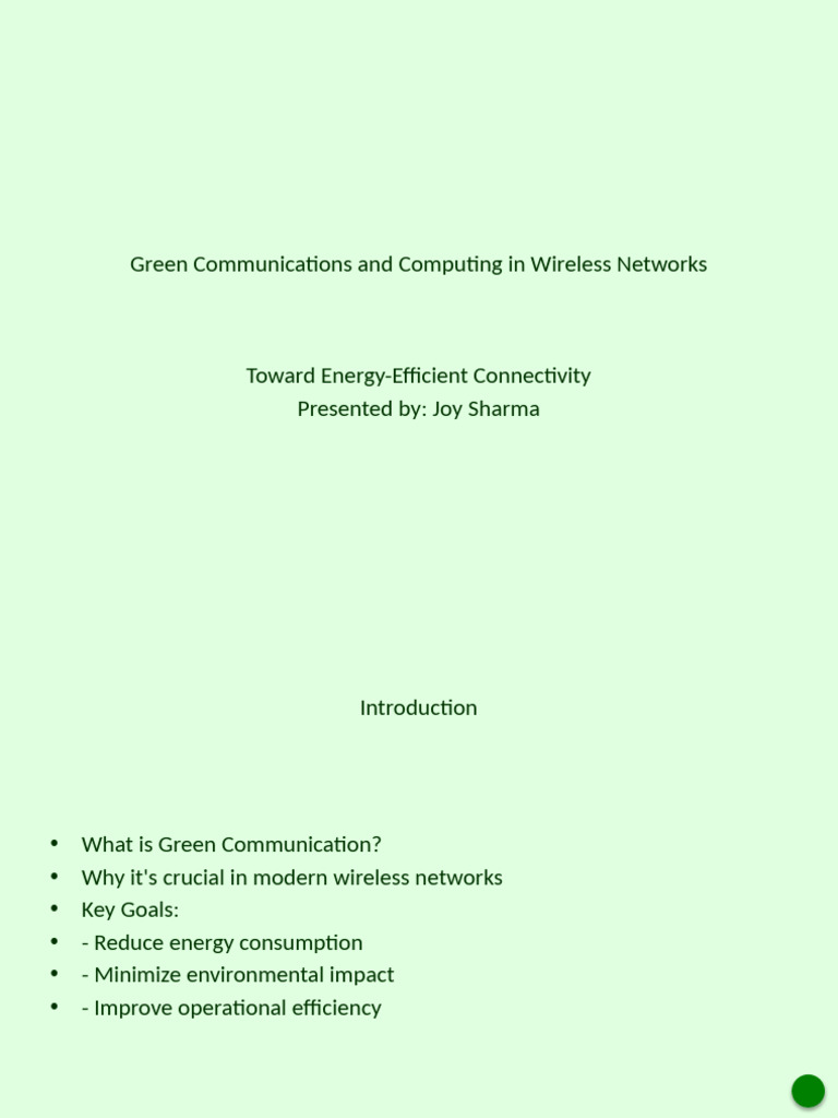Green Comms Styled Presentation | PDF | Energy Conservation | Efficient ...