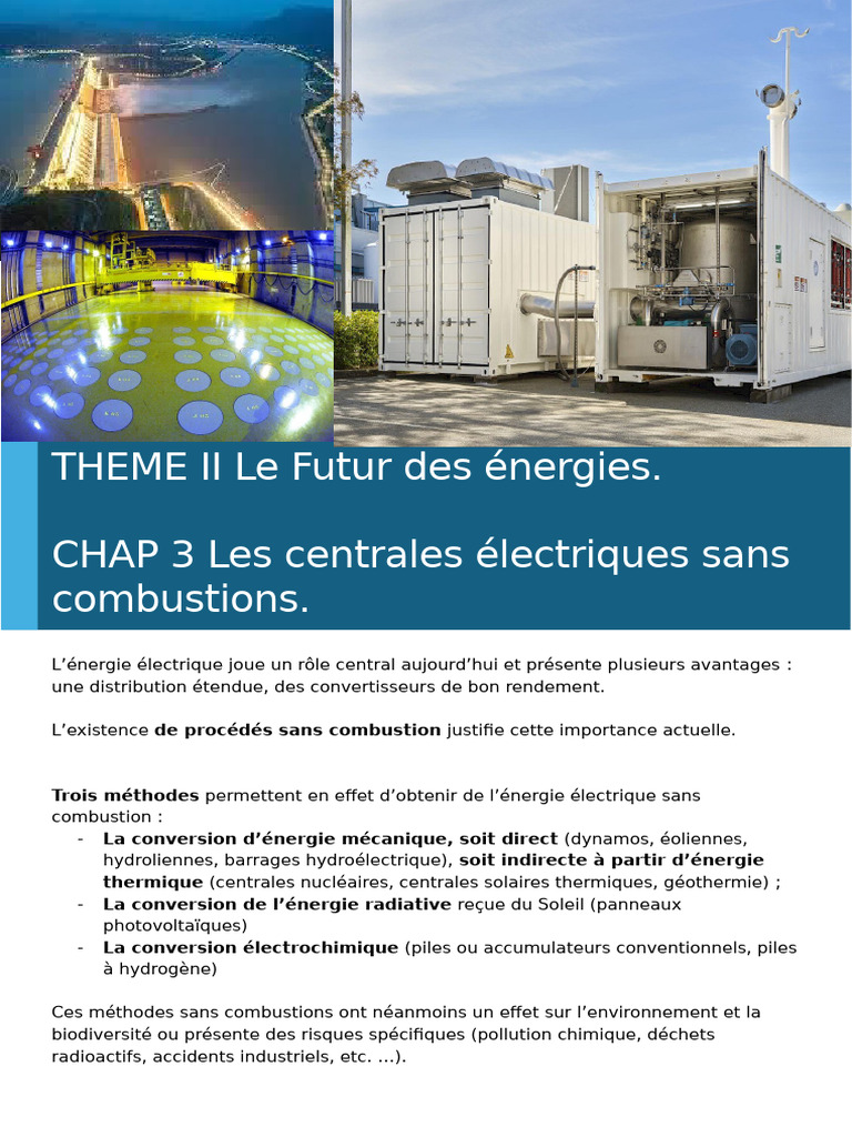 chap3-les centrales électriques | PDF | Production d'électricité ...
