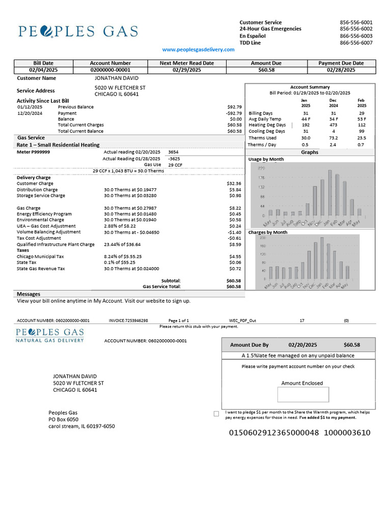 Peoples Gas Account Summary 2025 | PDF