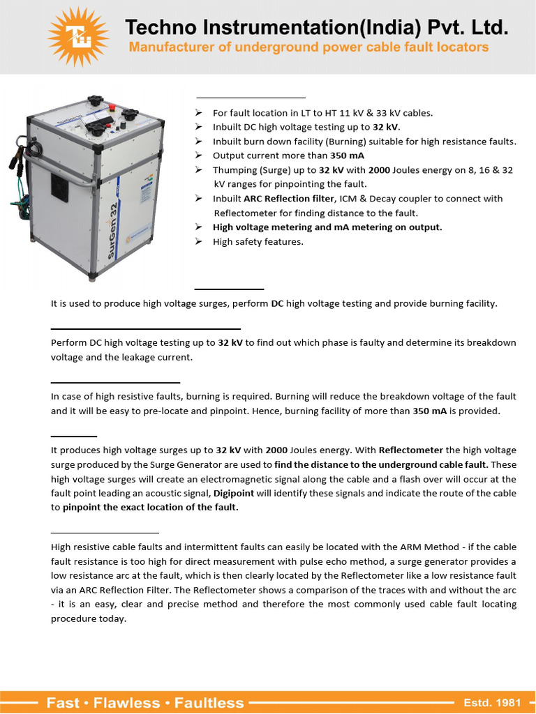 Cable Sheath Fault Locators Thumpers | PDF | High Voltage | Electrical ...
