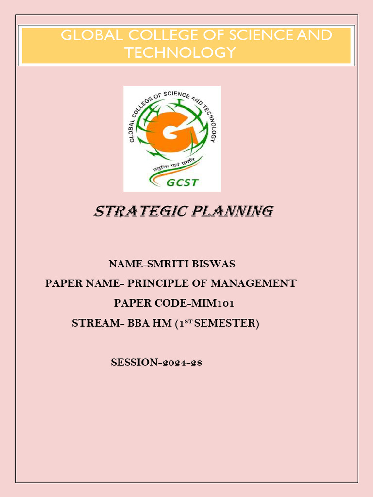 Strategic Planning Smriti Biswas Ca2 | PDF | Strategic Management | Strategic Planning