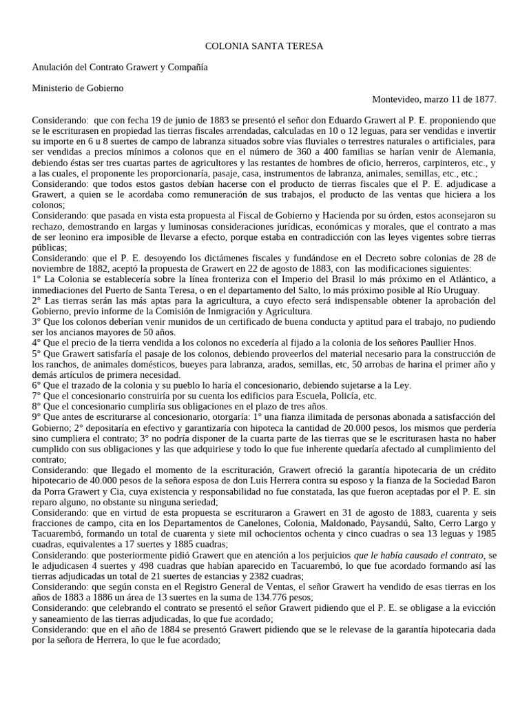 Anulación del Contrato Grawert 1877 | PDF | Propiedad | Fiscal