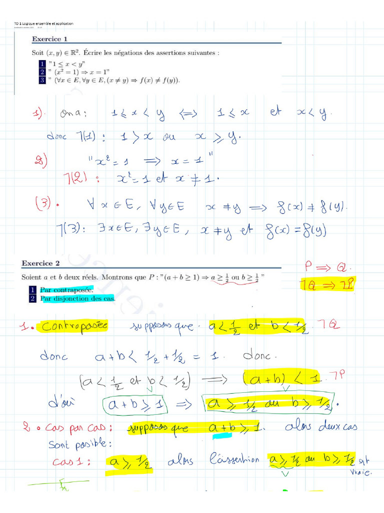 Algebre 1 Corriger de TD1 | PDF