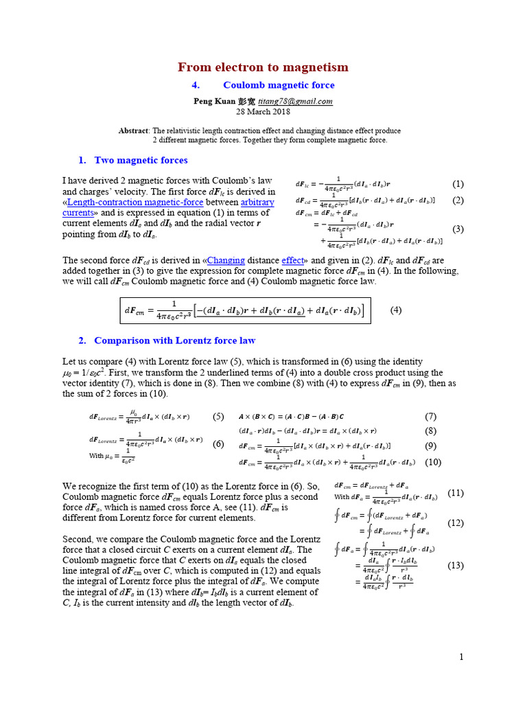 Coulomb Magnetic Force | PDF | Force | Magnetic Field